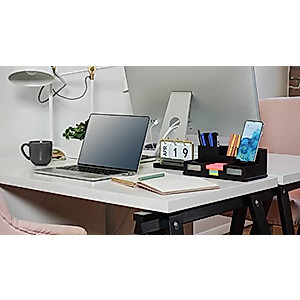 Victor Wood Desk Organizer with Smart Phone Holder, Midnight Black, 9525-5