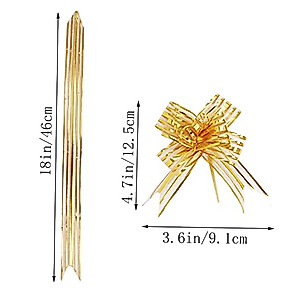 TIAMALL 30 Pcs 3.6 Inches Pull Bows Gift Wrap Bows Present Wrapping Pull Bow with Ribbon for Wedding Present Baskets (Gold)