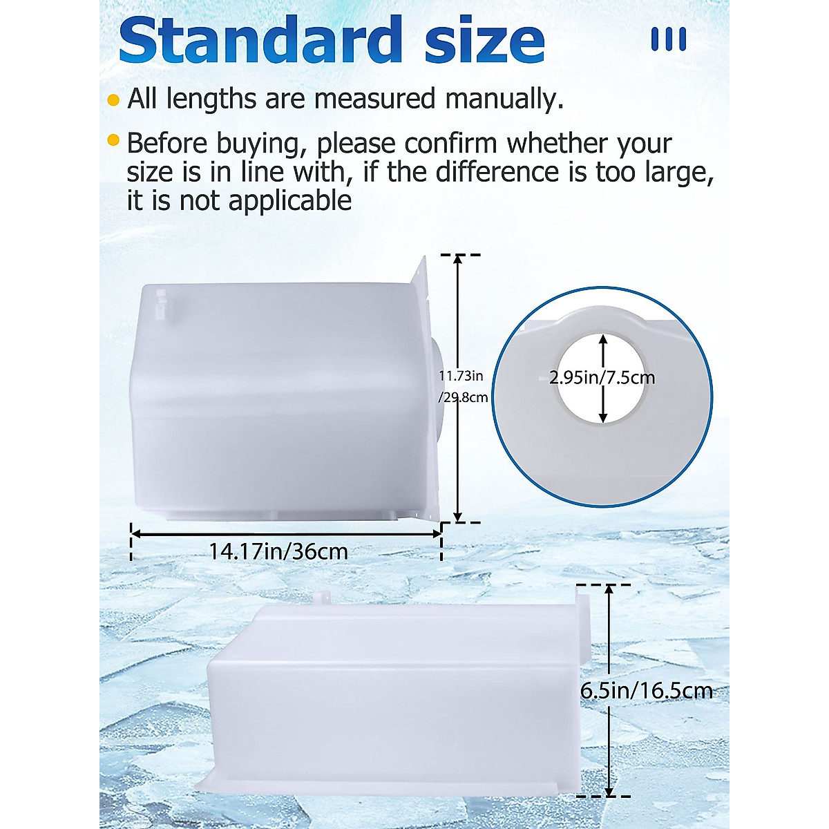 W10670845, WPW10670845 Refrigerator Ice Bucket Compatible with Whirlpool, Kenmore, kitchenaid, Amana Refrigerators, etc. Part Number: 2196091, 1115342, 1115372, 2152701, 2152702, etc.