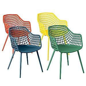 Costzon Kids Chair, 4-Piece, Child-Size Chairs with Curved Backrest, Ergonomic Armrests, Metal Legs & Anti-Slip Foot Pads, Toddler Furniture for Playroom, School, Daycare, Toddler Chairs (Colorful)