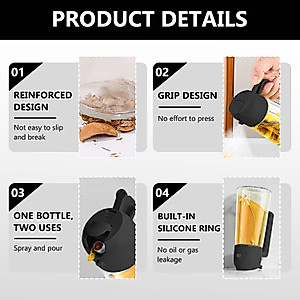 MISEDI Oil Sprayer for Cooking,2 in 1 Glass Oil Sprayer & Dispenser,Oil Dispenser Bottle for Kitchen,Salad, Grilling, Roasting, Baking (Black)
