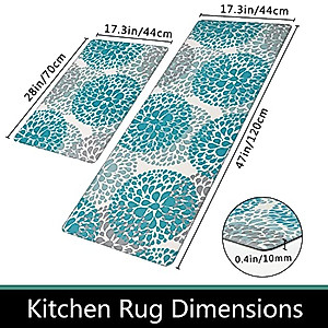 Homcomoda Kitchen Rugs Set Anti Fatigue Kitchen Floor Mat Easy to Clean 2Piece Non Slip Comfort PVC Leather Heavy Duty Standing Mats Indoor Outdoor(17.3"×28" and 17.3"×47")