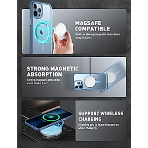 SUPCASE for iPhone 13 Pro Max Case (Unicorn Beetle Mag),[Compatible with MagSafe] [Military-Grade Protection] Protective Slim Clear Magnetic Shockproof Phone Case for iPhone 13 Pro Max, Azure