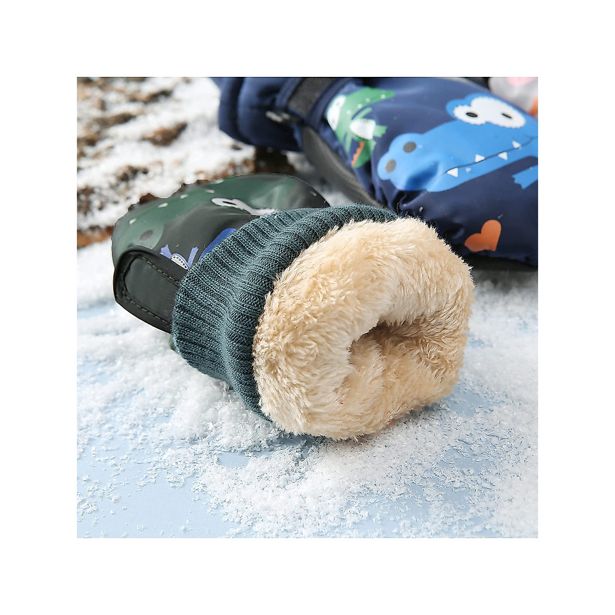 Century Star Winter Lined Fleece Toddler Mittens Waterproof Snow Mittens for Toddler Girls Boys Kids Snow Gloves Ski Alligator Navy 2-4T