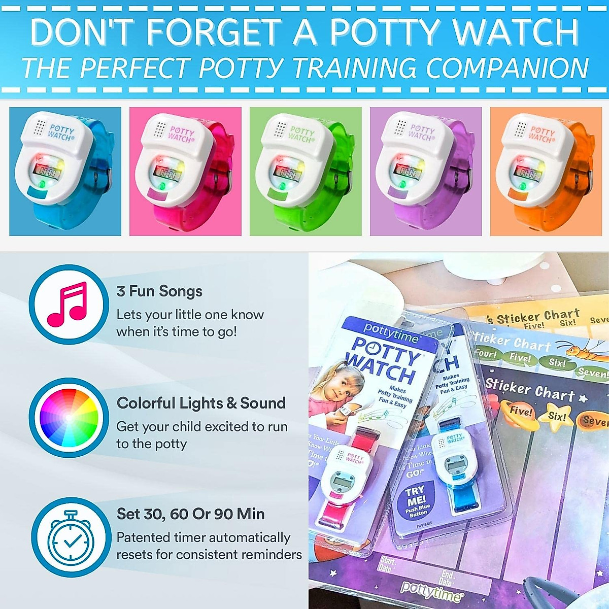 Potty Training Sticker Chart | Includes 4-Weekly Charts + 144 Adorable Themed Stickers | USA Made from The Creators of The Original Potty Watch (Pond)