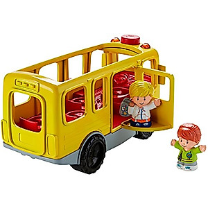 Fisher-Price Little People Musical Toddler Toy Sit with Me School Bus with Lights Sounds & 2 Figures for Ages 1+ Years