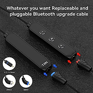 Linsoul TRN BT3S Pro Bluetooth Neck-Type Replaceable Bluetooth Upgrade Cable with One-Touch Smart Control, Support SBC/AAC/apt X/apt X HD (0.78mm)