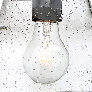 John Timberland Nobel Modern Outdoor Wall Light Fixture Black Steel 10" Clear Seedy Glass Motion Sensor Dusk to Dawn for Exterior House Porch Patio Outside Deck Garage Front Door Garden Home