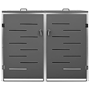 Canditree Outdoor Storage Shed for Garbage Cans, Double Wheelie Bin Shed Stainless Steel for Patio Garden (Anthracite)