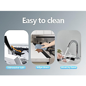 Silicone Stove Gap Covers (2PCS), 25 inch Stove Gap Filler, Stove Guard for Kitchen Oven Counter Side Gap, Heat Resistant and Easy Clean Oven Gap Filler, Black