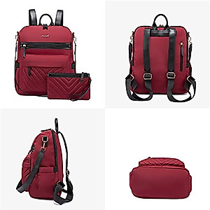 LOVEVOOK Backpack Purse For Women, Fashion Convertible Backpack Purse, Designer Ladies Large Shoulder Bag With Wristlet, Travel Bag Daypack For Work, College, Dating, Shopping, Wine Red