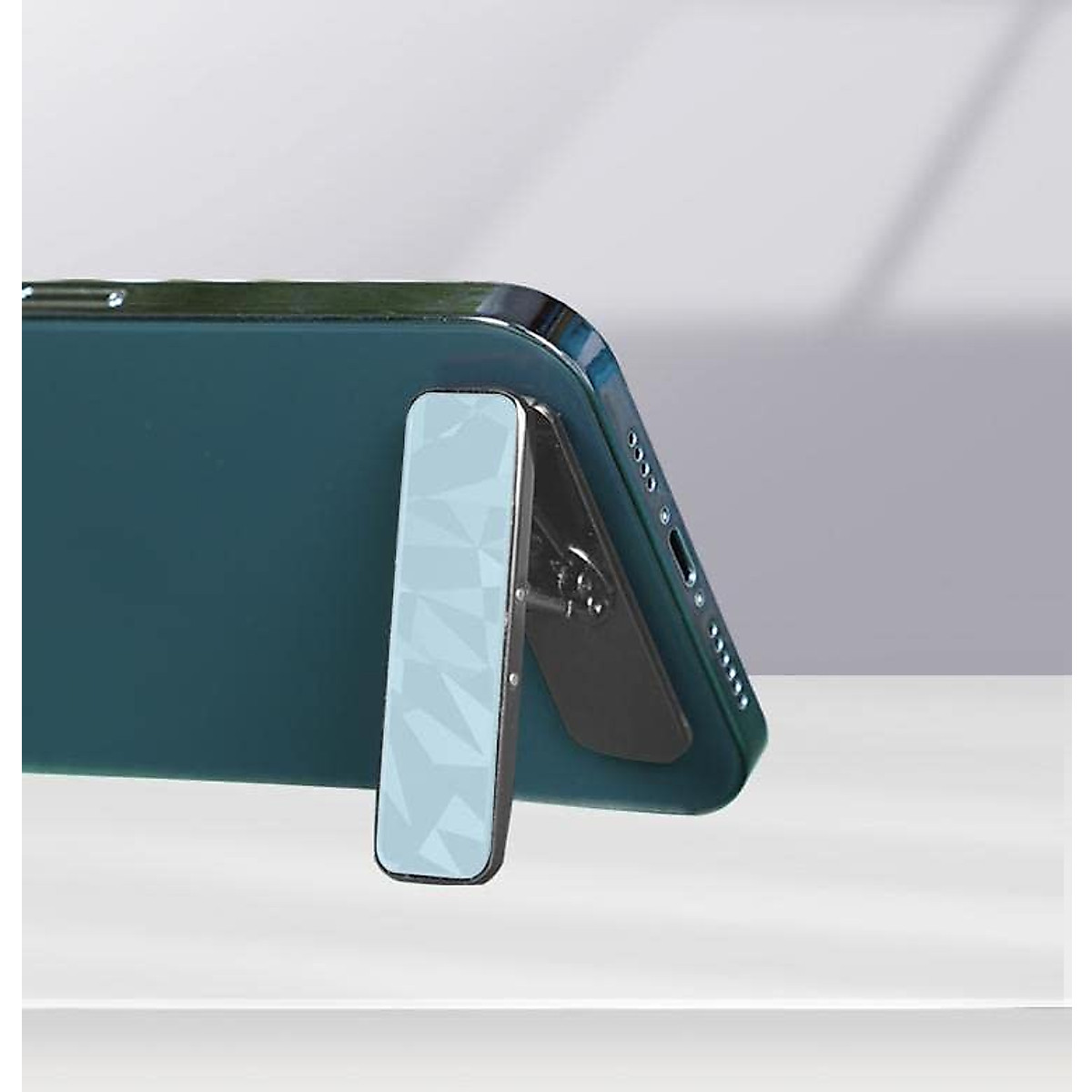 Foldable Cell Phones Kickstand 360°Rotation Multi-Angle Horizontal Vertical Invisible Mini Folding Desk Mount Holder for iPhone Smartphones (Light Blue)