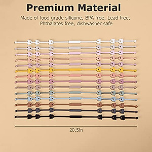 Eoopoon 4 Pack Toy Safety Straps, Stretchable Silicone Pacifier Chains, Adjustable Baby Bottle Toy Teethers Harness Strollers Straps for High Chair, Hanging Baskets, Cribs, Car Seat, Shopping Trolley