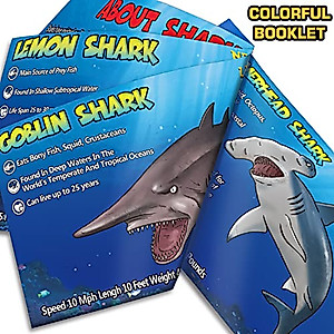 Yeonha Toys 8 Pack Shark Toys with Educational Booklet, Soft Plastic Realistic Shark Figure Set for Kid, Ocean Sea Animal Party Favor, Pool Bath Tub Toy for Toddler Child Boy Girl, Birthday Gift
