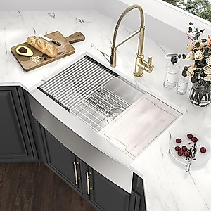 Kichae 30 Inch Farmhouse Sink Stainless Steel, Apron Front Farm Sink for Kitchen, Undermount Workstation Sink with Integrated Ledge, 30x22 Deep Single Bowl Kitchen Sink with Accessories