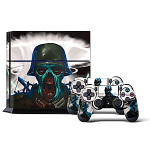 PS4 Console Designer Skin for Sony PlayStation 4 System plus Two(2) Decals for: PS4 Dualshock Controller Zombie Trooper