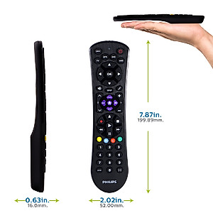 Philips Universal Remote Control, Universal TV Remote Replacement, Samsung TV Remote Control Universal, for Roku Remote Replacement, Vizio, LG, Sony, Apple TV, Smart TVs, 4 Device, Black, SRP9243B/27