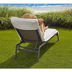 Boca Terry Chaise Lounge Cover - Cotton Terry Cloth Beach Chair Towel - Fitted Beach Towel, White Striped