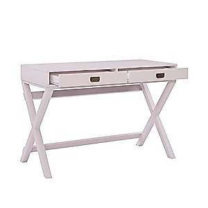 Linon Light Pink Rose Gold Hardware Jaycee X Base Writing Desk