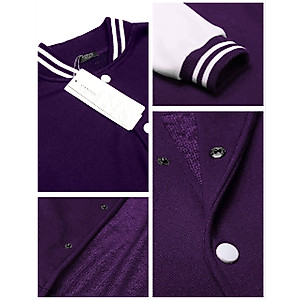 COOFANDY Men's Stylish Varsity Jacket Plain Baseball Jacket Casual Letterman Jacket