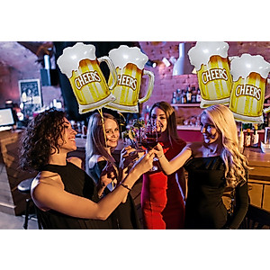 4PCS Beer Cup Balloons Foil Aluminum Beer Mug Cheers Balloon Birthday Party Decorations Bridal Shower Wedding Themed Party Supplies for Woman Man