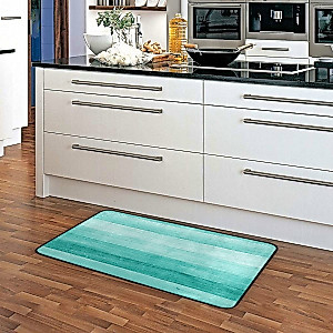 Kitchen Rugs Teal Turquoise Green Wood Non-Slip Kitchen Mats Bath Runner Rug Doormats Area Mat Rugs Carpet for Home Decor 39" X 20"…