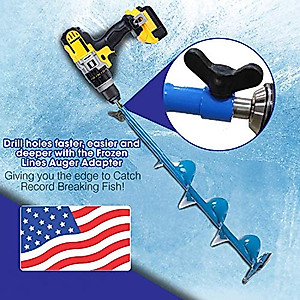 Ice Auger Drill Adapter I High-Quality 304 Stainless Steel I Fits Drill Chuck: 1/2" plus and 1/4" Hole for 1/4"-20 Wing Bolts & Locking Screws I