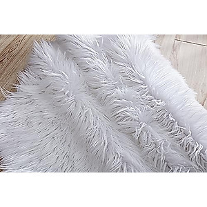 RINOLO Luxury Decorative Hand Tufted Faux Fur Sheepskin Area Rug,Chair Couch Cover,Fuzzy Rugs for Bedroom Floor,Sofa Living Room Soft Throw Rugs for Kids Boys Girls Room Decor (White, 32" x 71")