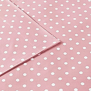 Mi Zone 100% Cotton Percale Ultra Soft Sheet Set, Twin, Pink Polka Dot