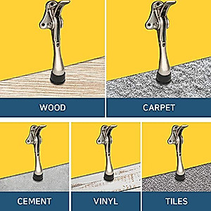 One Touch Kickdown Door Stopper, Door Holder, Heavy Duty Door Stops, Bottom of Door, Height-Adjustable Rubber Tips by HASHI (Satin Nickel 4 inch x 1pack)