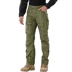 TRGPSG Men's Hiking Pants, Outdoor Lightweight Travel Pants Cargo Pants Work Pants for Men WG4F ArmyGreen 34