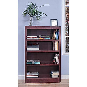 BOWERY HILL Traditional 48" Tall 4-Shelf Wood Bookcase in Cherry