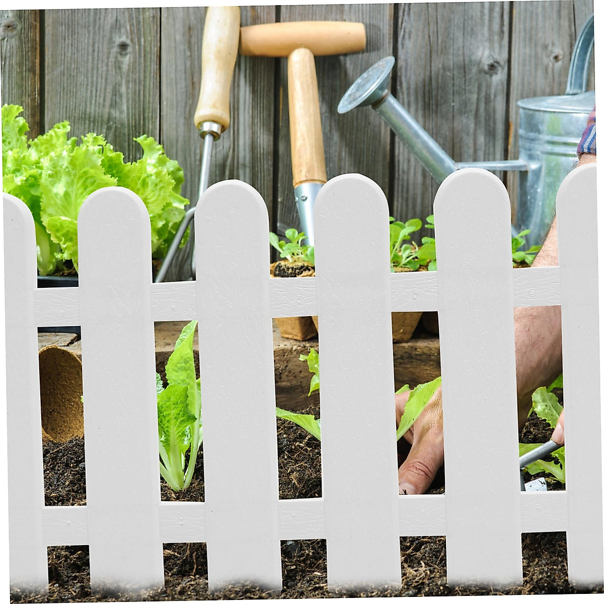 4pcs The Fence Outdoor Decoration Decorative Fences Outdoor Fence Patio Fence Tree Fence Fencing for Yard Garden Edging Dog Fence Outdoor Flower Bed Round Head Campus White Plastic