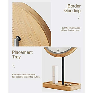 FQYYDD Illuminated Makeup Mirror Wooden Desktop Led Makeup Mirror Usb Charging Adjustable Bright