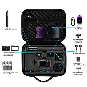 Tomat Osmo Action 5 Pro Carry Case for DJI Osmo Action 5/4 Camera Accessories Hard Shell Bag Travel Case Compatible with DJI Osmo Action 5 Pro Action 4 Adventure Combo