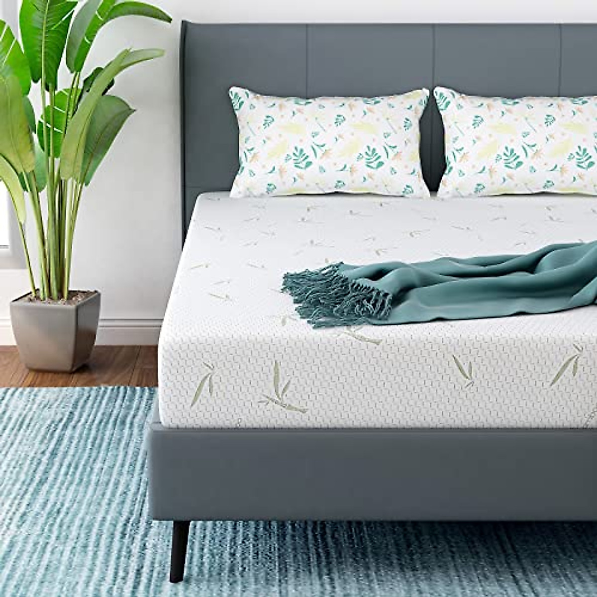 Airdown Full Size Mattress, 6 Inch Memory Foam Mattress Full for Kids Bed Daybed Individual Bunk, Medium Firm Green Tea Gel Mattress in a Box