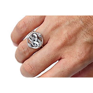 925 Sterling Silver Ouroboros Uroboros Serpent Snake Infinity Eating Tail Ring (8)