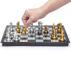 Yellow Mountain Imports Travel Magnetic Medium Chess Set (12.4 Inches) - Folding, Portable Board Game