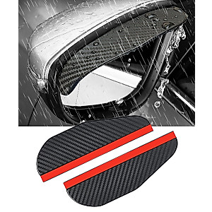 ESEWALAS 2 Pieces Carbon Fiber Eyebrow Side Mirror Rain Guard Sticker,Car Rear View Mirror Rain Visor Guard,Rear View Side Mirror Rain Eyebrow,Car Rear View Mirror Snow Ice Mirror Covers (Black)