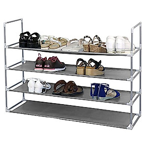 SKEMIX 50 Pair 10 Tier Space Saving Storage Organizer Free Standing Shoe Tower Rack