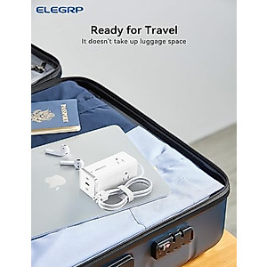 ELEGRP Travel Power Strip with 65W USB C, 3 Outlets 3 USB(2 USB-C), 5ft Extension Cord with 3 Widely Spaced Outlets, 65W USB C Fast Charging Compatible with MacBook, Travel Hotel Cruise Essentials