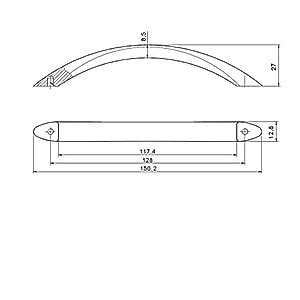 Richelieu Hardware BP16338195 Concord Collection 5 1/16-inch (128 mm) Center-to-Center Brushed Nickel Modern Arched Cabinet and Drawer Pull Handle for Kitchen, Bathroom, and Furniture