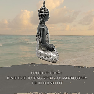 Bellaa 28526 Rustic Buddha Statue Japanese Style Zen Garden Sculpture Figurine Meditating Sitting Dhyana Mudra Lotus Pose Yoga Altar Peace Harmony Home Decor 8 inch