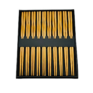 JapanBargain 4811, Bamboo Chopsticks Reusable Japanese Chinese Korean Wood Chop Sticks Hair Sticks, Dishwasher Safe, 10 Pair Gift Set