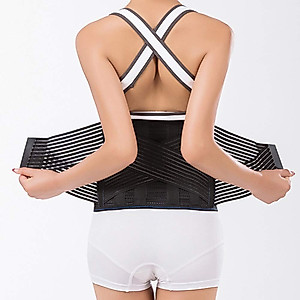 LSRRYD Double Adjustment Back Support Brace Lower Lumbar Belt with Detachable Metal Spring Strips for Pain Relief and Injury Prevention (Color : Man, Size : XXL)