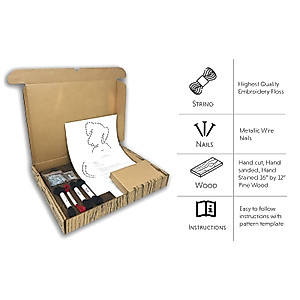 String of the Art (16" x 12" Puppy String Art Kit, American Made Crafting Supplies, Pine Wood, Embroidery Floss, Original Art, DIY Craft Kit for Adults, Beginner to Advanced Crafters