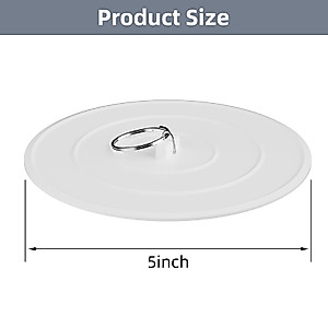 Hibbent 2 Pack Bath Tub Stopper, Flat Suction Sink Stopper Rubber Silicone Shower Drain Bath Plug Stopper for Kitchen, Bathroom and Laundry Sink (White-Grey)