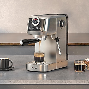 51mm Bottomless Portafilter, Wirsh 3 Ears Full Stainless Steel Bottomless Naked Portafilter with Non-Pressurized Filter Basket for Wirsh Espresso Machine CM5418, CM1665