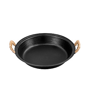 WANGYUANJI Cast Iron Skillet, Heavy-Duty & Large Pan, 14.2-Inch Dual Assist Handles Cast Iron Pan,Oven Safe Cookware - For Indoor/Outdoor, Grill, Stovetop Use(Black)