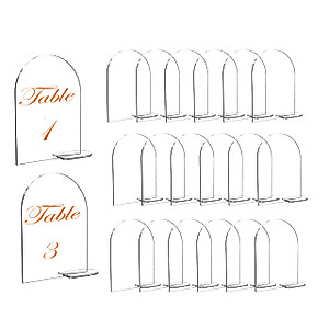 20 Sets Clear Arch Acrylic Sign with Stand Blank Arched Acrylic Table Numbers for Wedding Events Parties Decor (4 x 6 Inch)